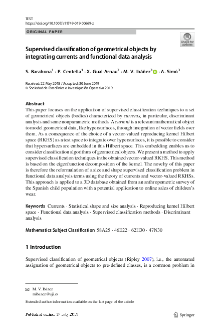 (PDF) Supervised Classification of Geometrical Objects via Currents (PDF) Supervised Classification of Geometrical Objects via Currents