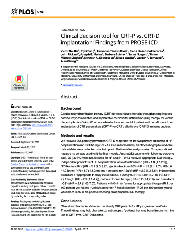 (PDF) Clinical decision tool for CRT-P vs. CRT-D implantation: Findings from PROSE-ICD
