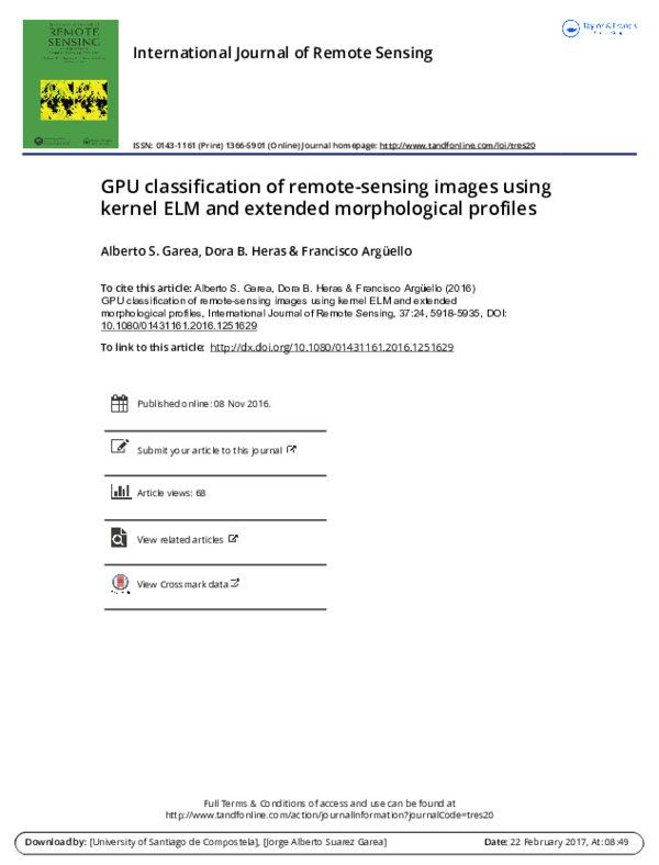 Pdf Gpu Classification Of Remote Sensing Images Using Kernel Elm And
