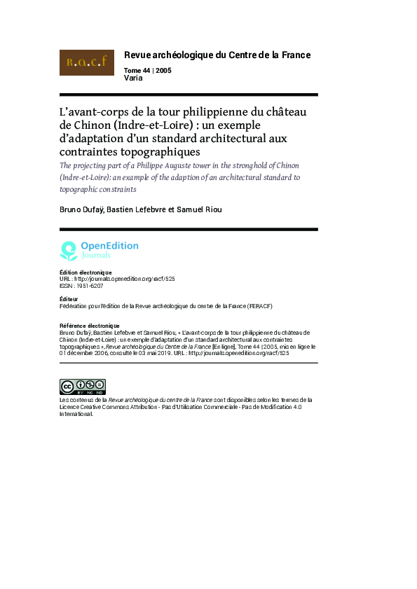 (PDF) L'avant-corps de la tour philippienne du château de Chinon (Indre ...