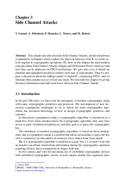 (PDF) Side Channel Attacks