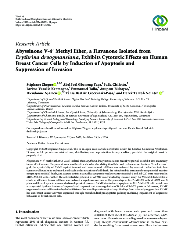 (PDF) Abyssinone V-4′ Methyl Ether, a Flavanone Isolated from Erythrina ...
