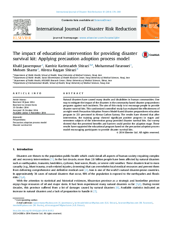 (PDF) The impact of educational intervention for providing disaster ...