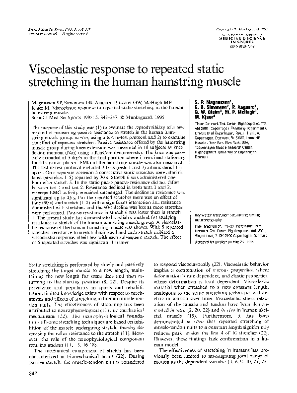 (PDF) Viscoelastic response to repeated static stretching in the human ...