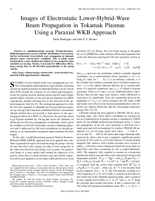 (PDF) Images of electrostatic lower-hybrid-wave beam propagation in tokamak plasmas using a ...