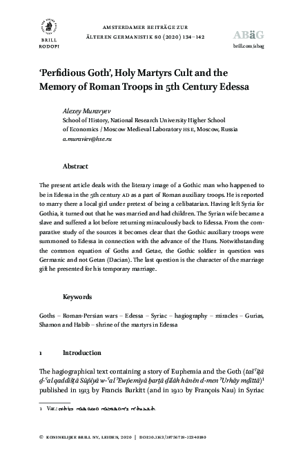 (PDF) 'Perfidious Goth' , Holy Martyrs Cult and the Memory of Roman ...
