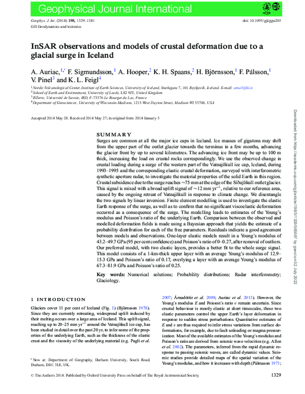 (PDF) InSAR observations and models of crustal deformation due to a ...