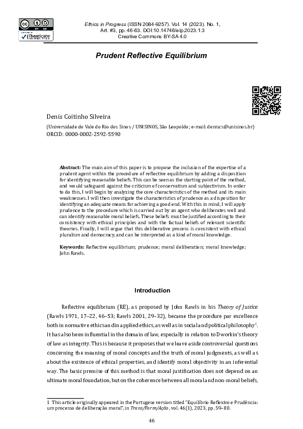 (PDF) Prudent Reflective Equilibrium