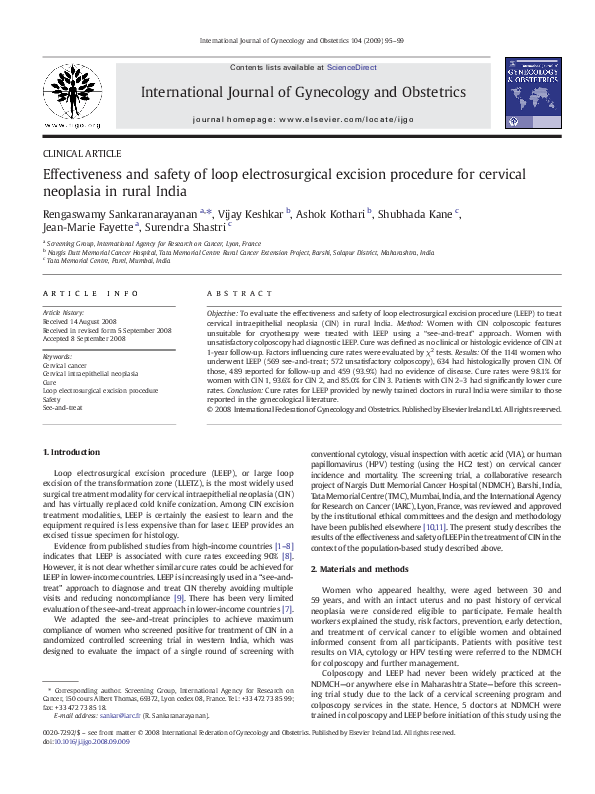 (PDF) Effectiveness and safety of loop electrosurgical excision ...