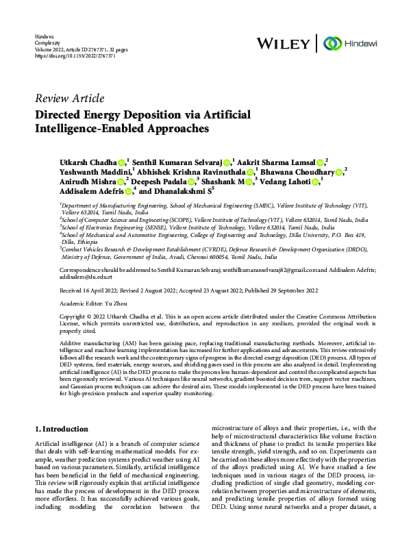 (PDF) Directed Energy Deposition via Artificial Intelligence-Enabled Approaches