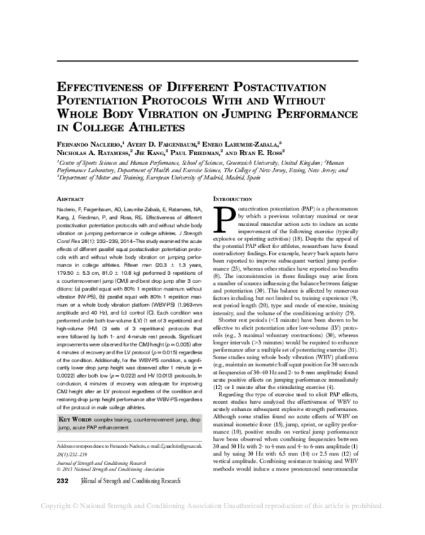 (PDF) Effectiveness of Different Postactivation Potentiation Protocols With and Without Whole ...