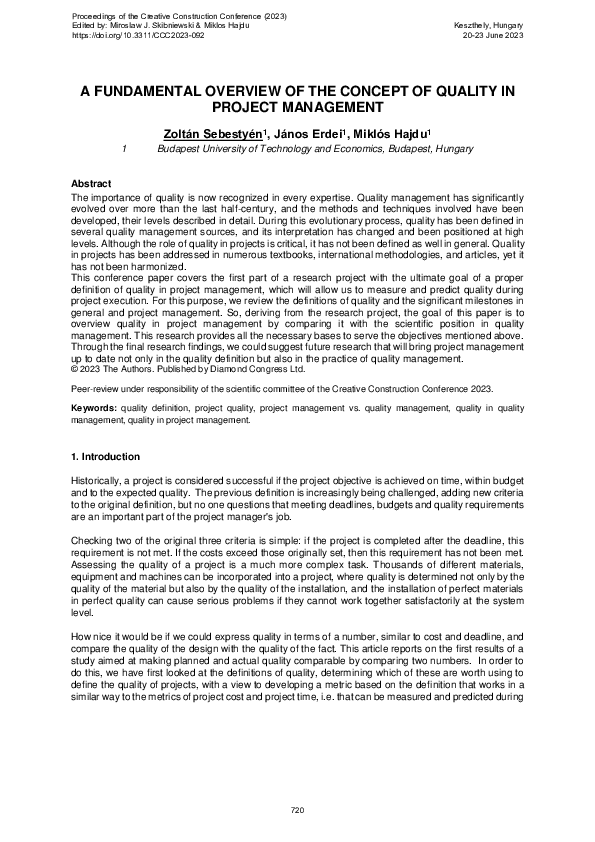 (PDF) A Fundamental Overview of the Concept of Quality in