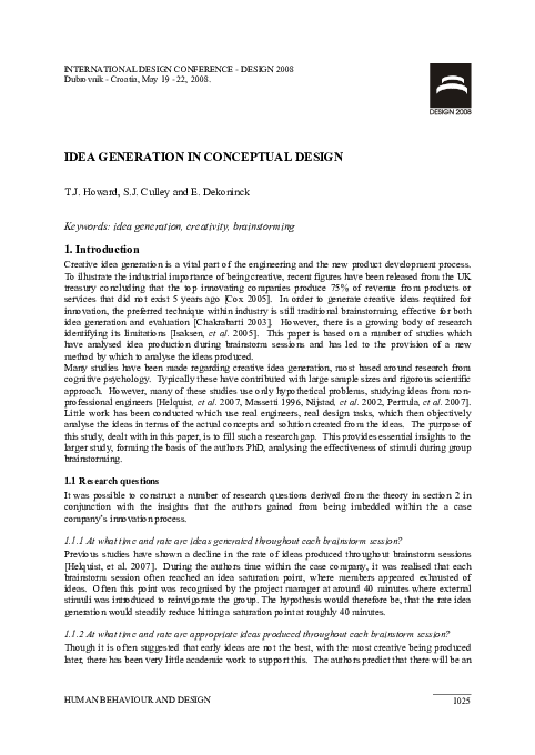 (PDF) Idea generation in conceptual design
