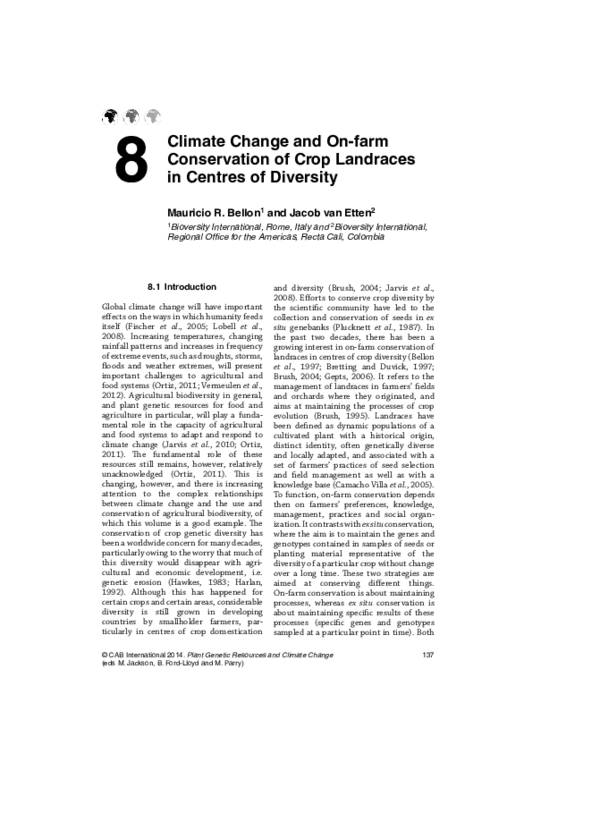 (PDF) Climate change and on-farm conservation of crop landraces in ...