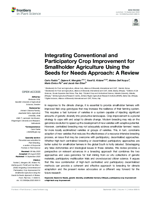 (PDF) Integrating Conventional and Participatory Crop Improvement for ...