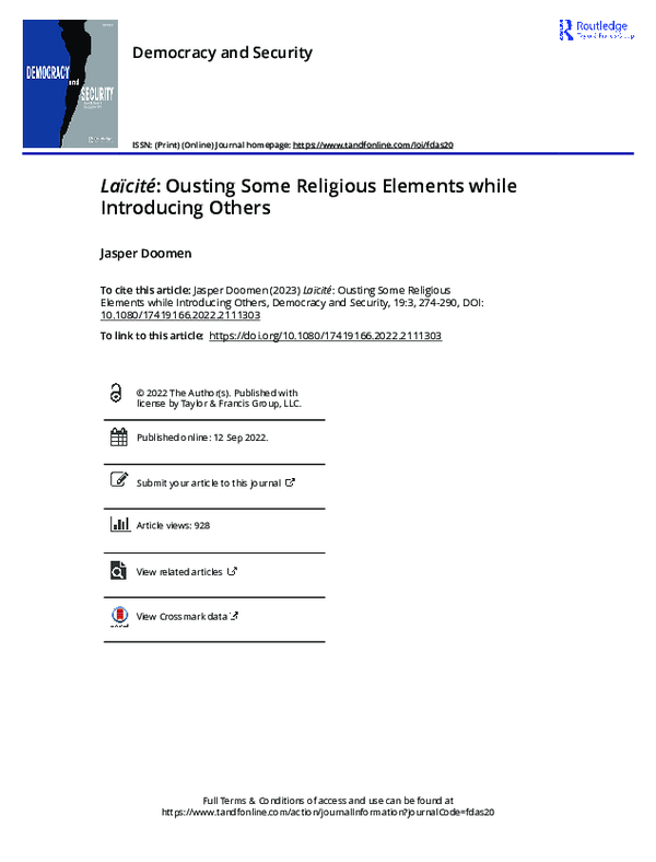 (PDF) J. Doomen, Laïcité: Ousting Some Religious Elements while ...