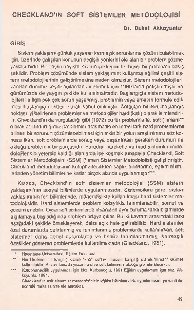 (PDF) Checkland'ın Soft Sistemler Metodolojisi