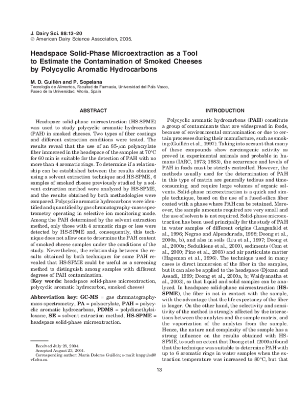 (PDF) Headspace Solid-Phase Microextraction as a Tool to Estimate the Contamination of Smoked ...