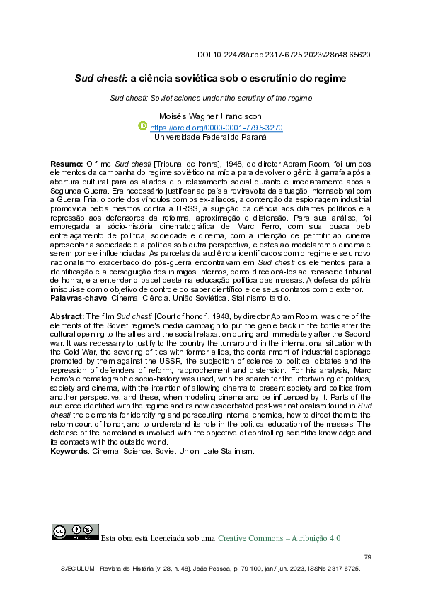 (PDF) Sud chesti: a ciência soviética sob o escrutínio do regime/Sud ...