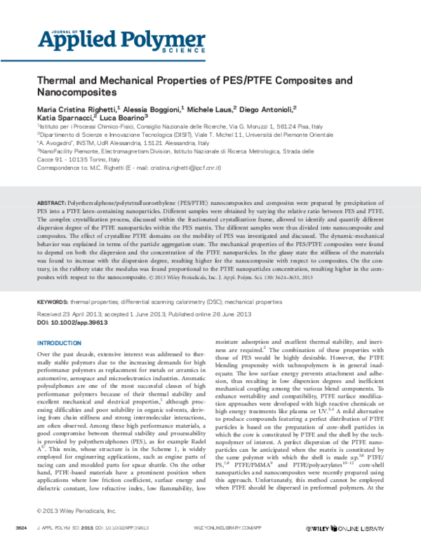 (PDF) Thermal and mechanical properties of PES/PTFE composites and ...