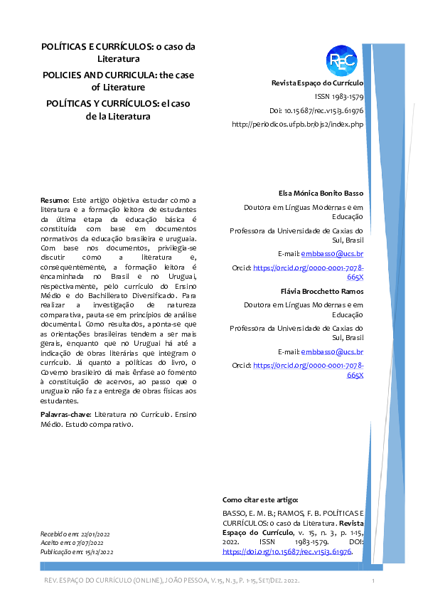 (PDF) Políticas e Currículos | Elsa Basso - Academia.edu