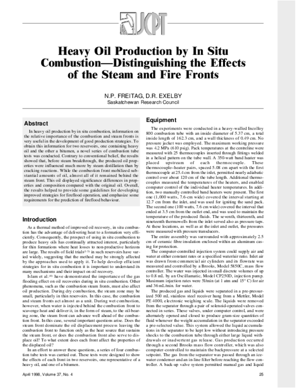 (PDF) Heavy Oil Production By In Situ Combustion-Distinguishing the ...