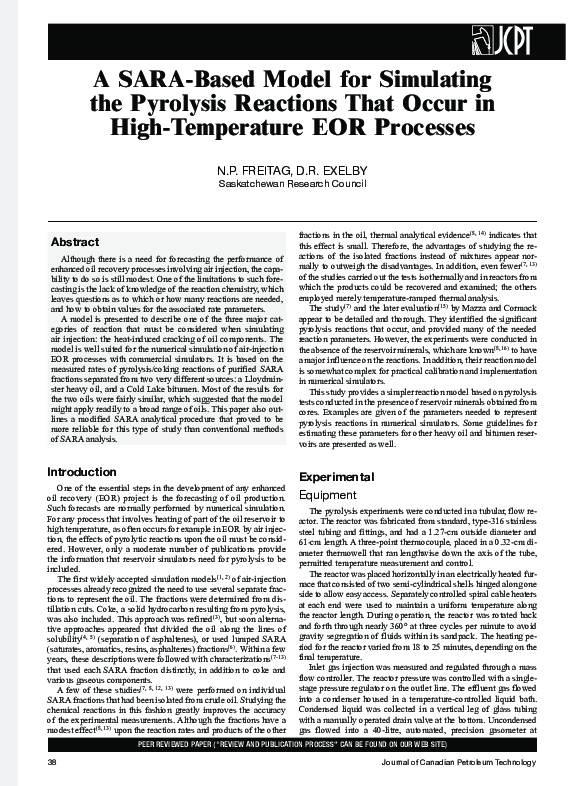 (PDF) A SARA-Based Model for Simulating the Pyrolysis Reactions That ...