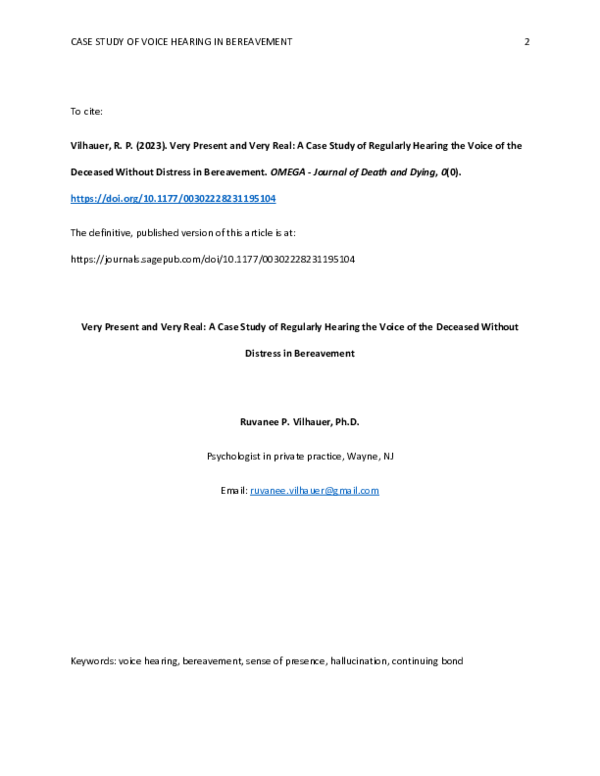 (PDF) Very Present and Very Real: A Case Study of Regularly Hearing the ...