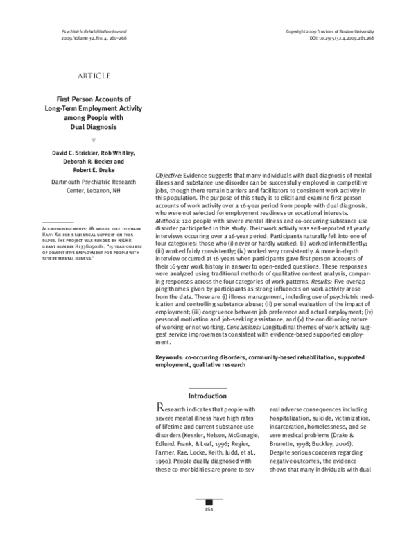 (PDF) First person accounts of long-term employment activity among ...