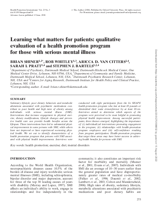 Pdf Learning What Matters For Patients Qualitative Evaluation Of A