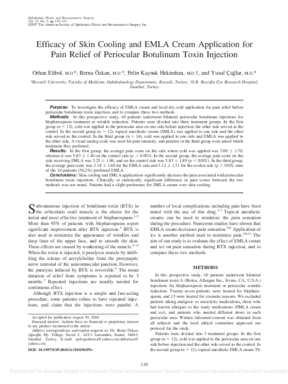 (PDF) Efficacy of Skin Cooling and EMLA Cream Application for Pain ...