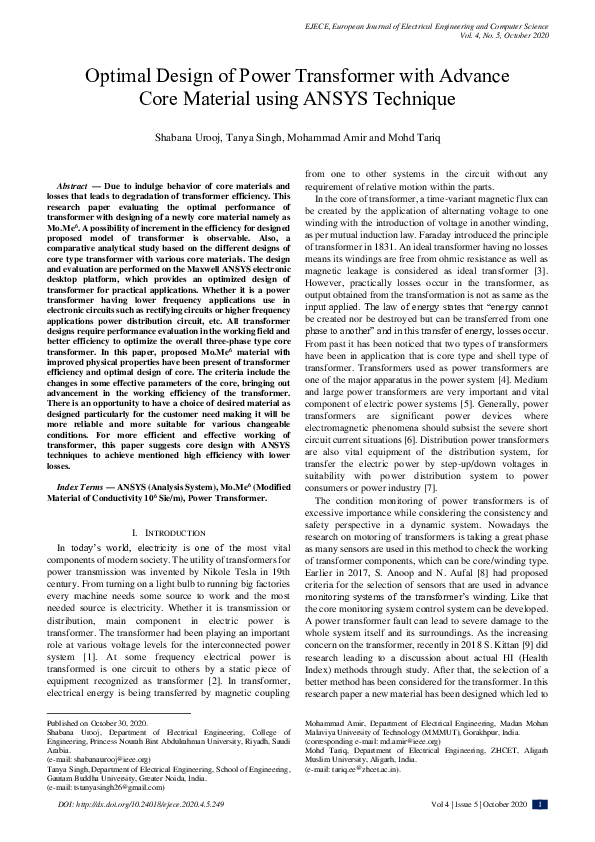 (PDF) Optimal Design of Power Transformer with Advance Core Material ...