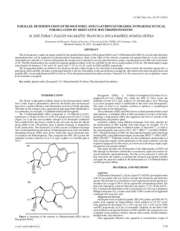 (PDF) Parallel Determination of Desogestrel and 17Α-ETHINYLESTRADIOL in ...