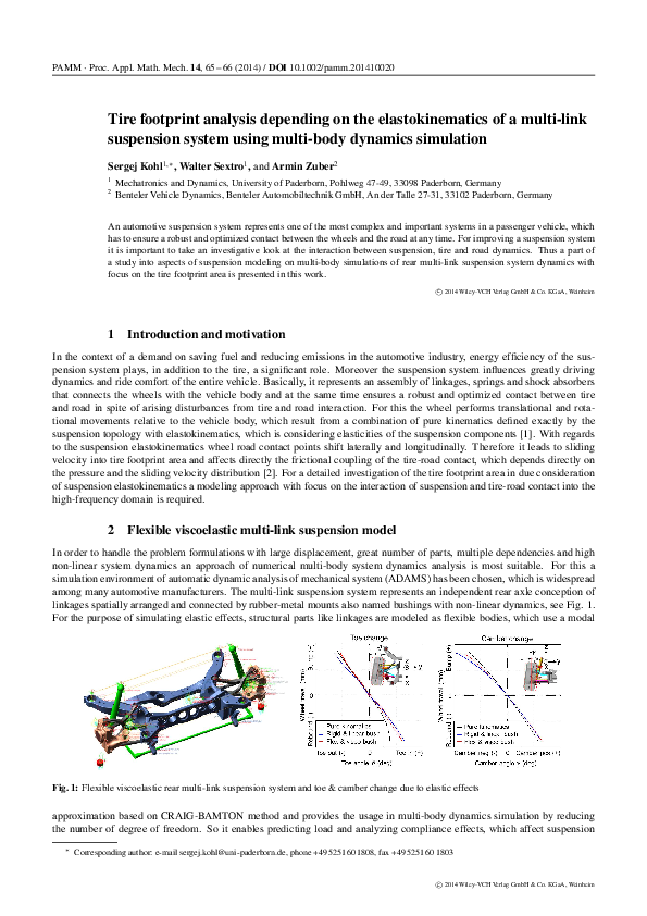 (PDF) Tire footprint analysis depending on the elastokinematics of a ...