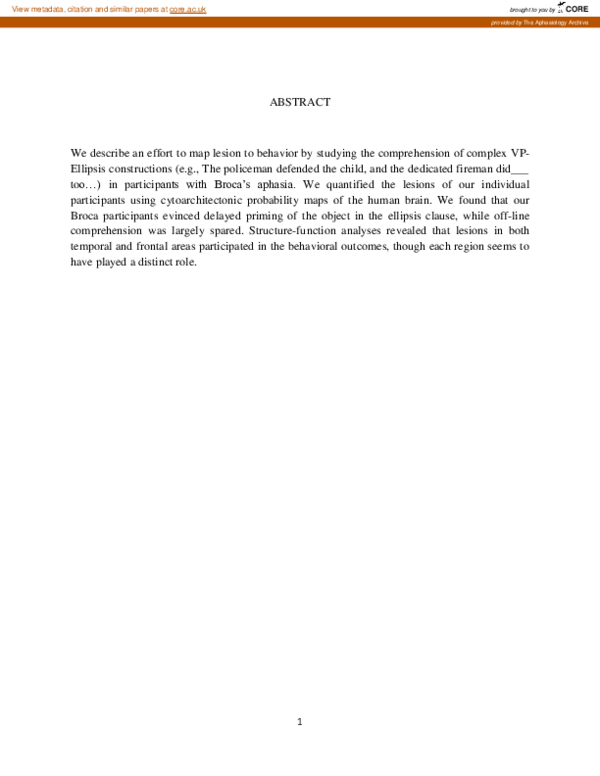 (PDF) Structure-function correspondences in Broca’s aphasia: Evidence ...