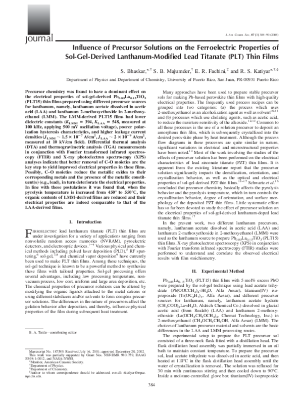 (PDF) Influence of Precursor Solutions on the Ferroelectric Properties ...