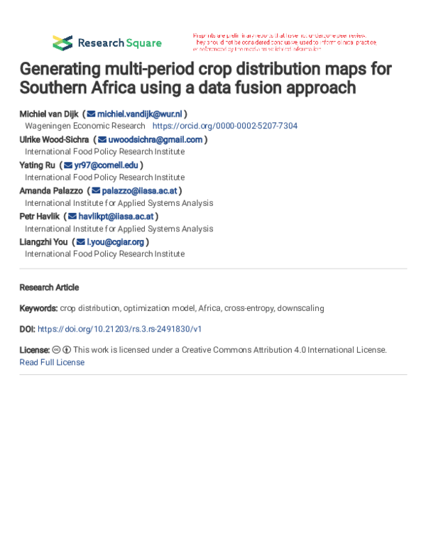 (PDF) Generating multi-period crop distribution maps for Southern ...