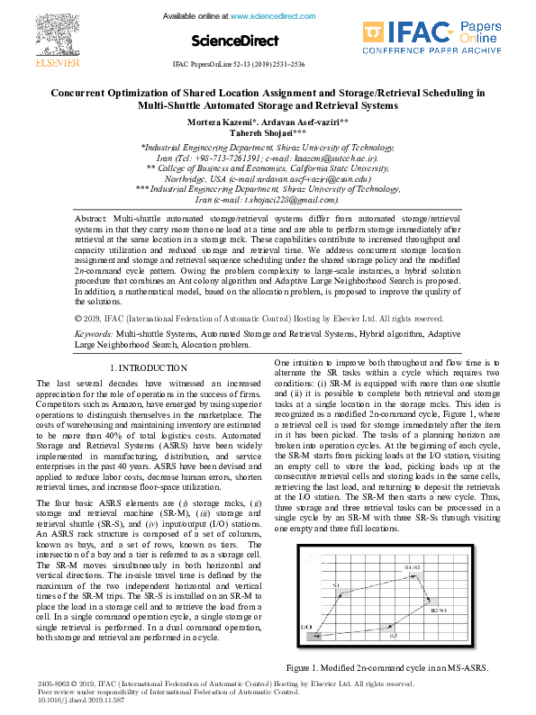 (PDF) Concurrent Optimization of Shared Location Assignment and Storage/Retrieval Scheduling in ...