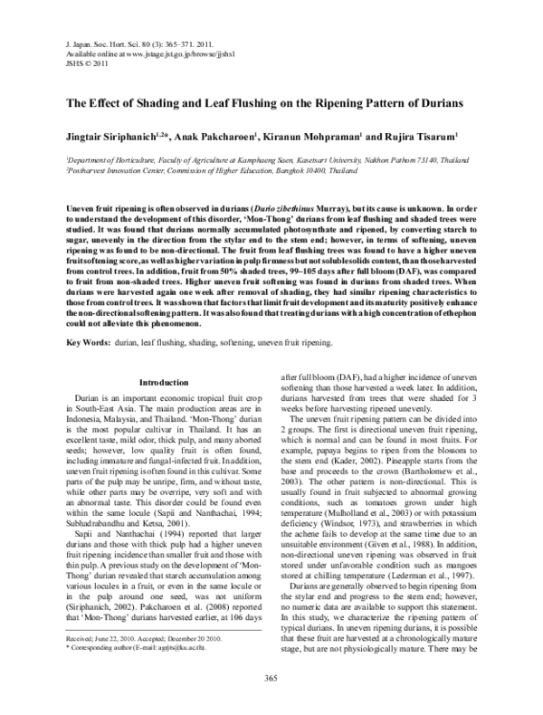 (PDF) The Effect of Shading and Leaf Flushing on the Ripening Pattern ...