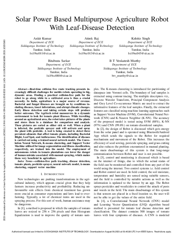 (PDF) Solar Power Based Multipurpose Agriculture Robot With Leaf ...