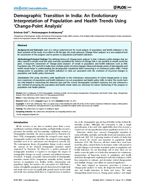 (PDF) Demographic Transition in India: An Evolutionary Interpretation ...