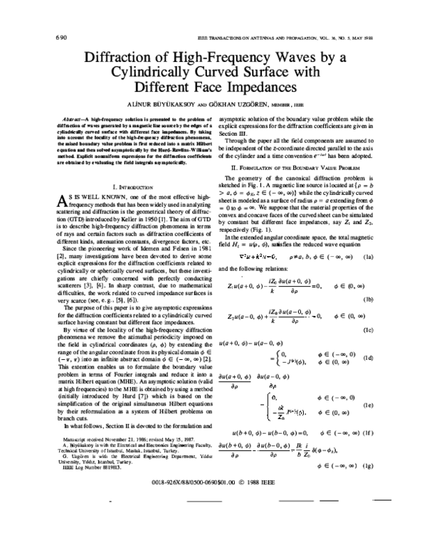 (PDF) Diffraction of high-frequency waves by a cylindrically curved ...