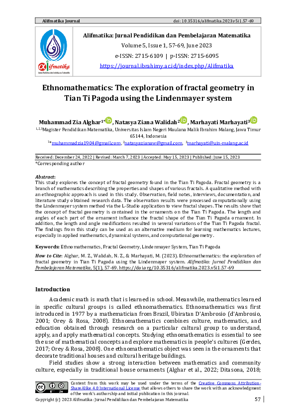 (PDF) Ethnomathematics: The exploration of fractal geometry in Tian Ti ...