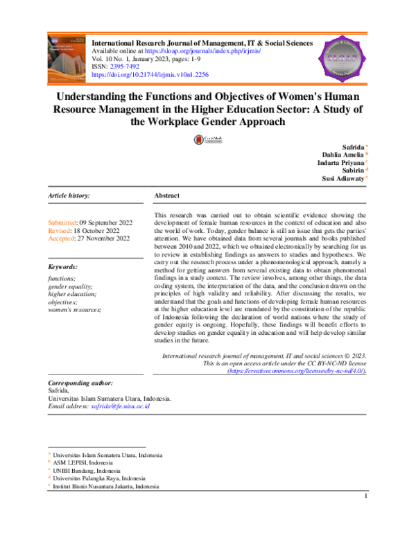 (PDF) Understanding the functions and objectives of women's human ...