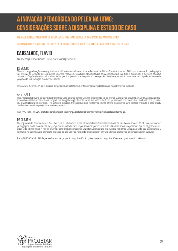 (PDF) A inovação pedagógica do PFLEX na UFMG | Flavio Carsalade ...