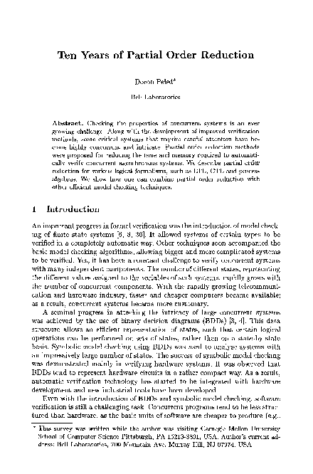 (PDF) Ten years of partial order reduction
