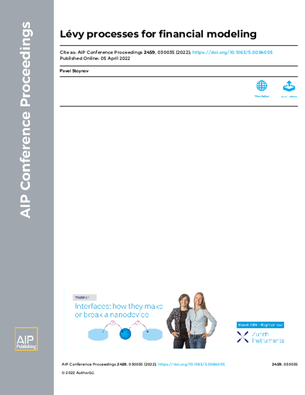 (PDF) Lévy processes for financial modeling