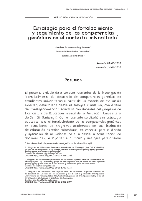 (PDF) Estrategia para el fortalecimiento y seguimiento de las competencias genéricas en el ...