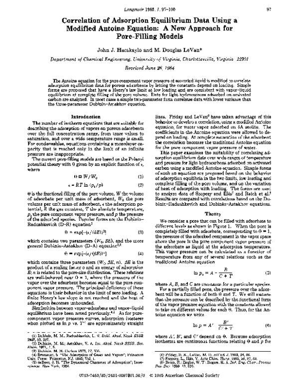 (PDF) Correlation of adsorption equilibrium data using a modified ...
