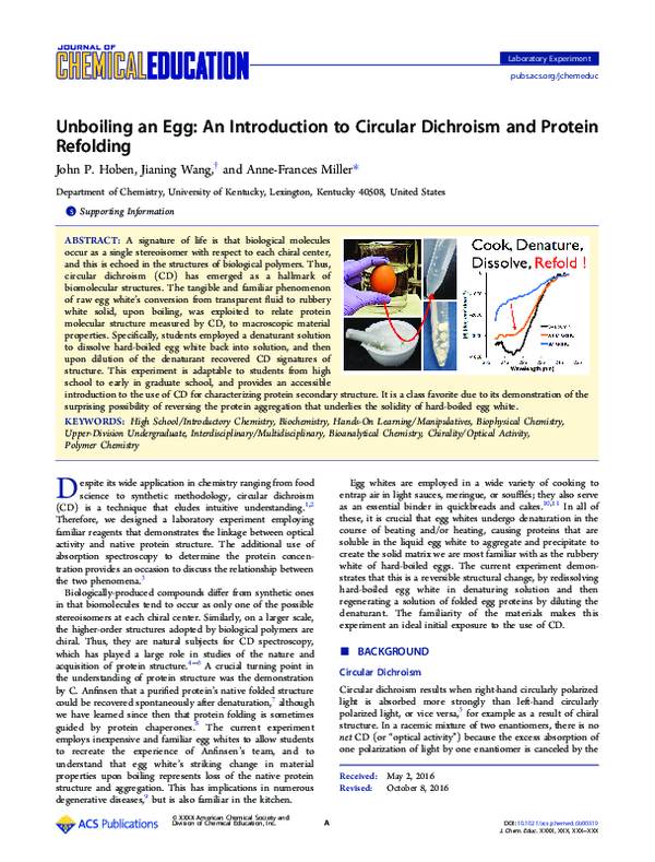 (PDF) Unboiling an Egg: An Introduction to Circular Dichroism and ...